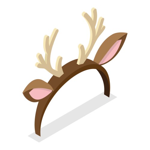 3d isometric flat set of animals ears Royalty Free Vector