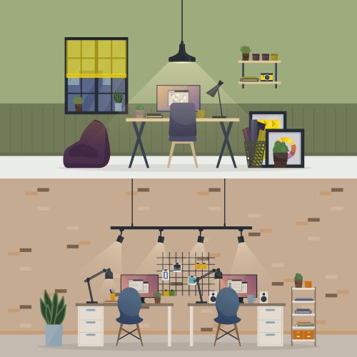 Work office interior freelance openspace Vector Image