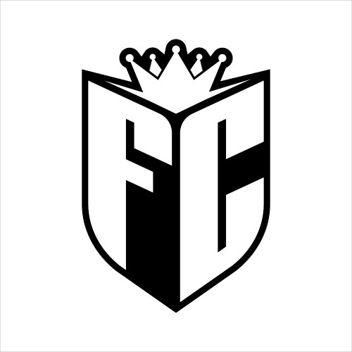 Fc letter bold monogram triangle curve shield Vector Image