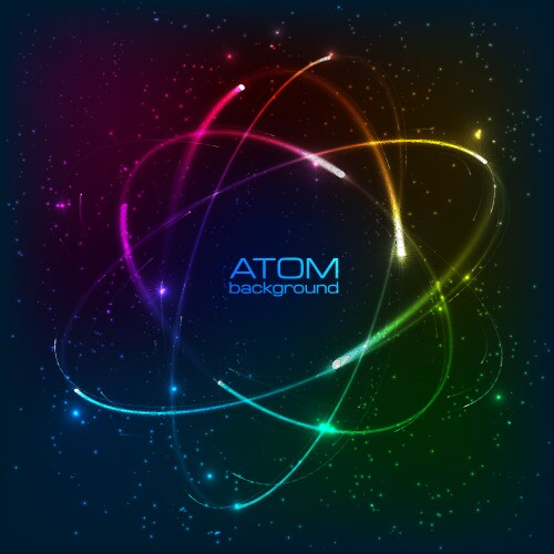 Shining neon lights atom model Royalty Free Vector Image
