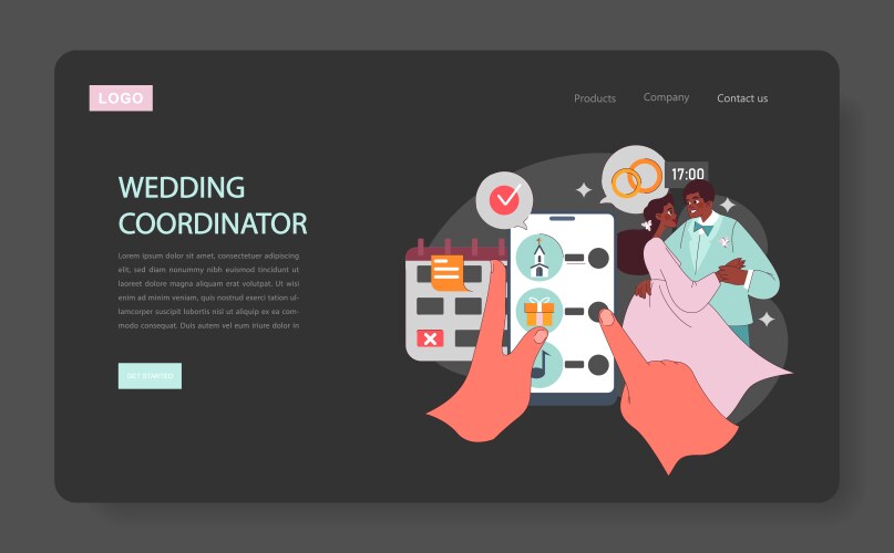 Wedding planning concept flat Royalty Free Vector Image