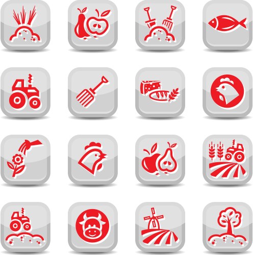 Big agriculture icons set Royalty Free Vector Image