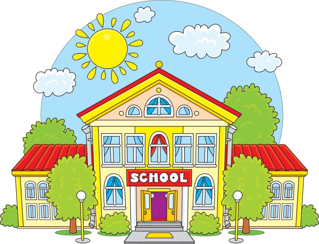 Parent with kids in school playground Royalty Free Vector