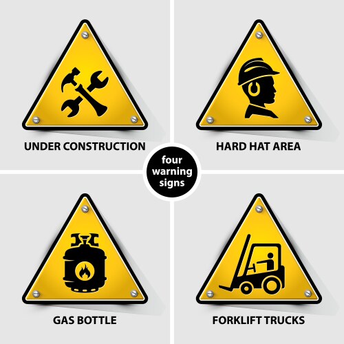 Warning danger under construction sings icons set Vector Image