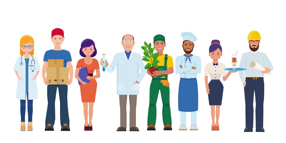 Professional workers labor day cartoons Royalty Free Vector