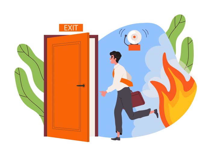 Cartoon fire evacuation Vector Images & Graphics for Commercial Use ...