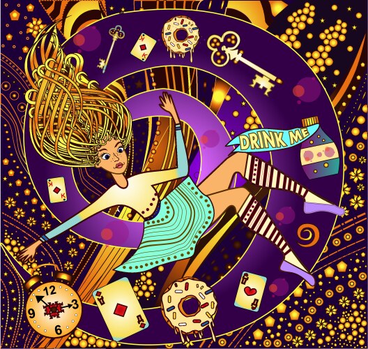 Falling alice Royalty Free Vector Image - VectorStock