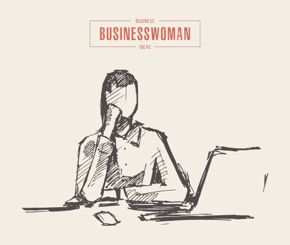 Woman Working Sketch Office Computer Vector Images (over 1,300)