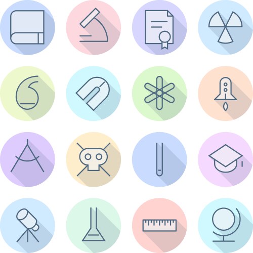 Icons line set round thin Royalty Free Vector Image