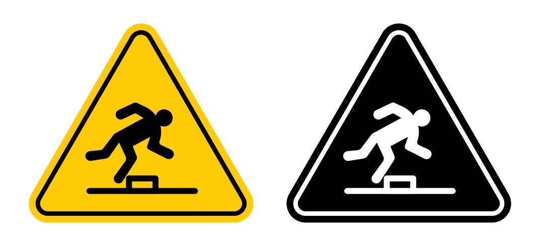Tripping hazard warning sign icon set danger Vector Image