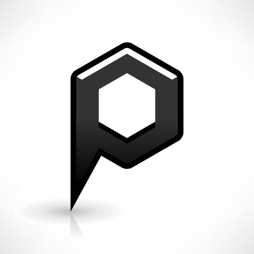 Blank map pin flat location icon hexagon sign Vector Image