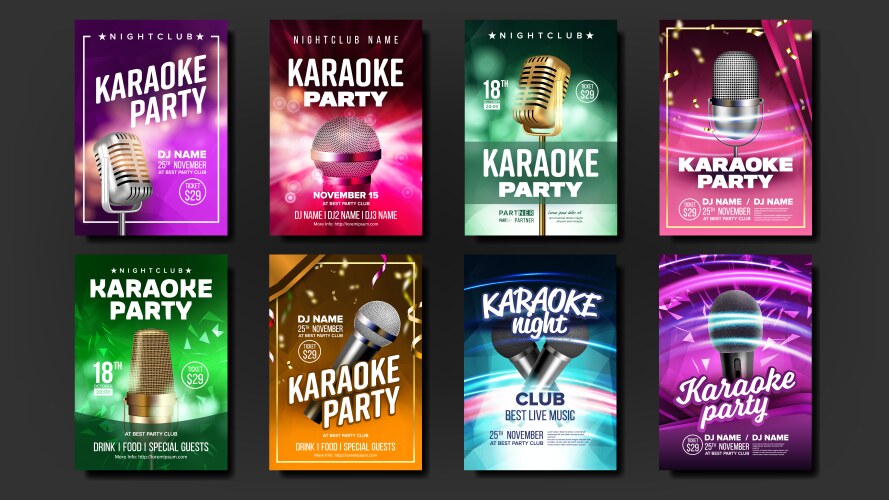 Karaoke party poster or flyer banner design Vector Image