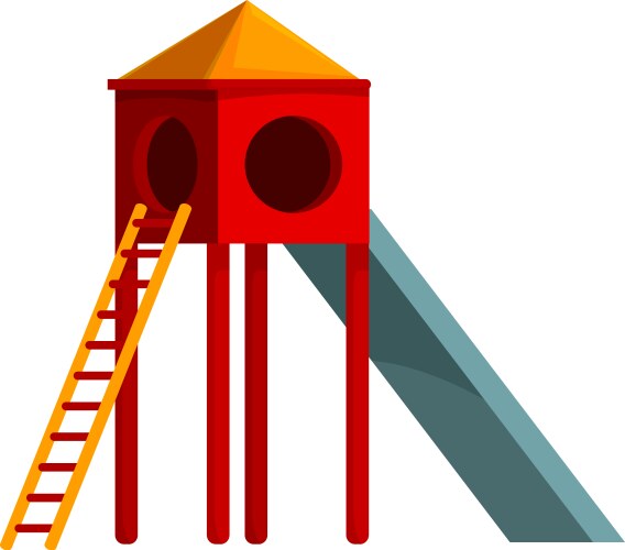Wooden playground slide structure with red roof Vector Image Wooden playground slide structure with red roof Vector Image