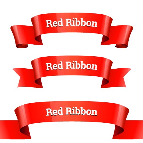 Ribbons set realistic red glossy paper ribbon Vector Image
