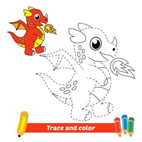 Coloring book for kids dragon Royalty Free Vector Image