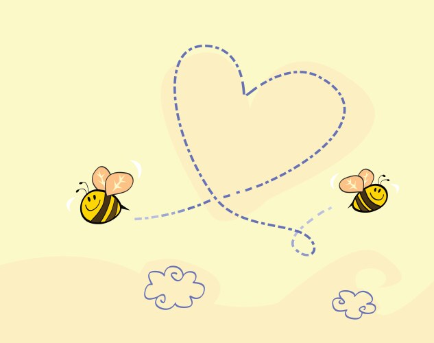 Cute beautiful bee with blank heart Royalty Free Vector