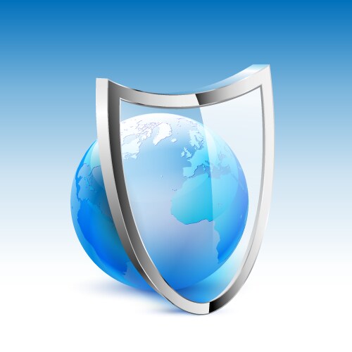 Access world protection globe shield blue dotted Vector Image