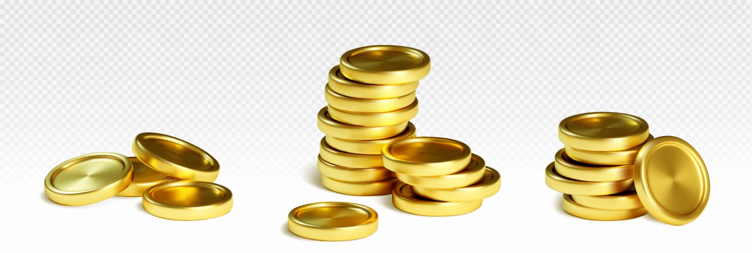 Gold coin stack with different sizes of money pile