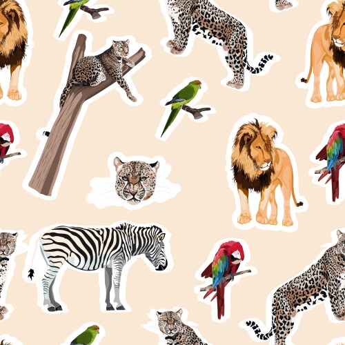 Seamless pattern with exotic trees and animals Vector Image