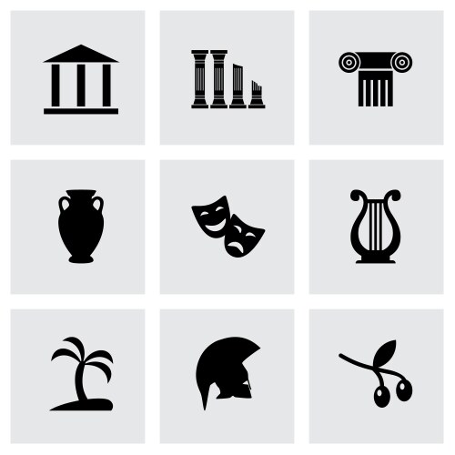 Icons with greece symbols Royalty Free Vector Image