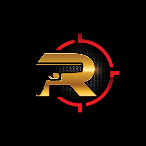 Initial logo for letter r with gun and tactical Vector Image