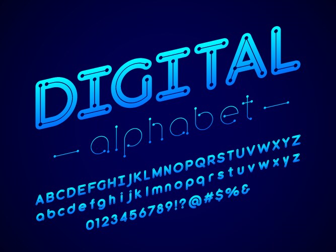 Neon tube hand drawn alphabet font Royalty Free Vector Image