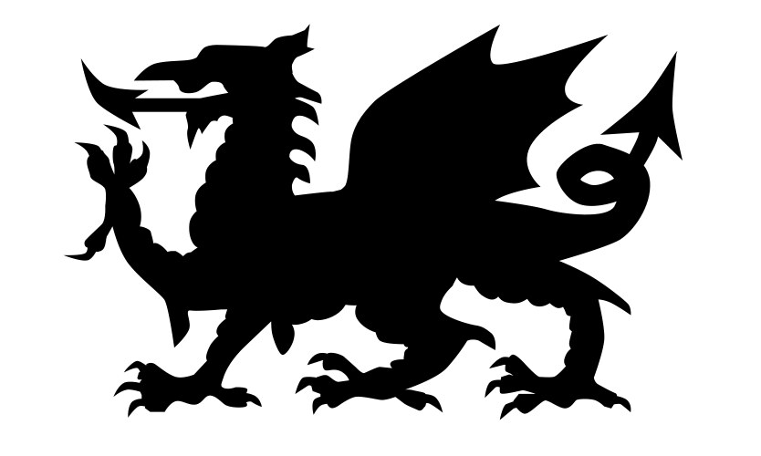 Welsh dragon outline Royalty Free Vector Image