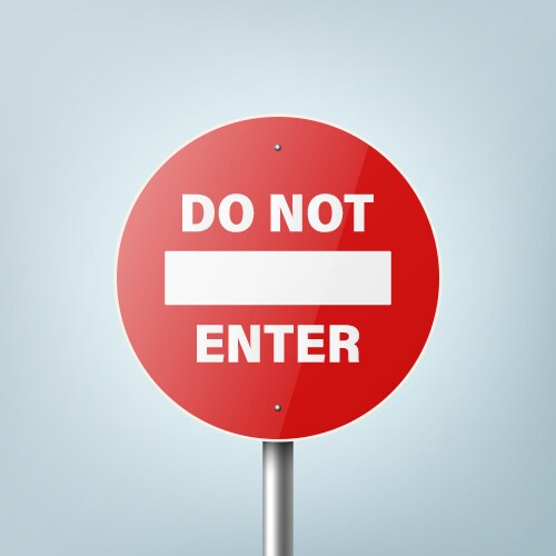 Do not enter white and red round glossy Royalty Free Vector