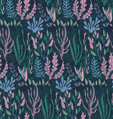 Seamless pattern with fish and sea animals Vector Image