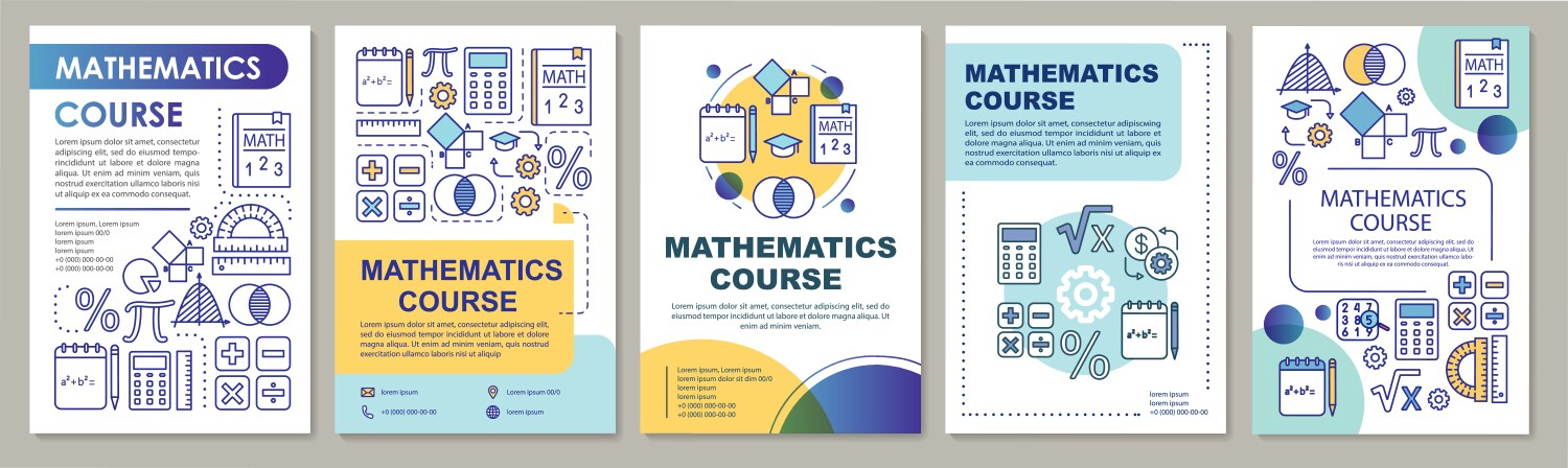Mathematics lessons brochure template layout Vector Image