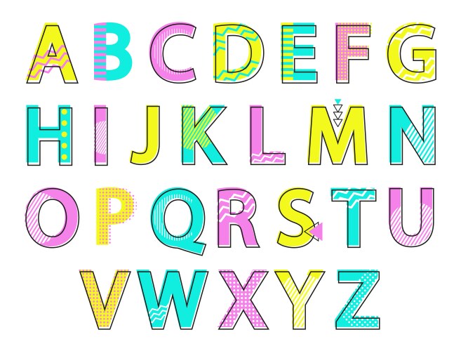 Kids abc cards letter study set english alphabet Vector Image