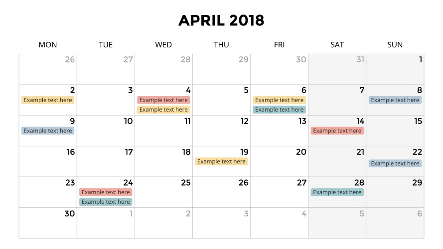 Calendar infographic table chart presentation Vector Image