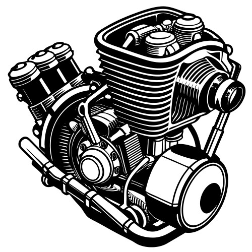Drawing of a motorcycle engine Royalty Free Vector Image