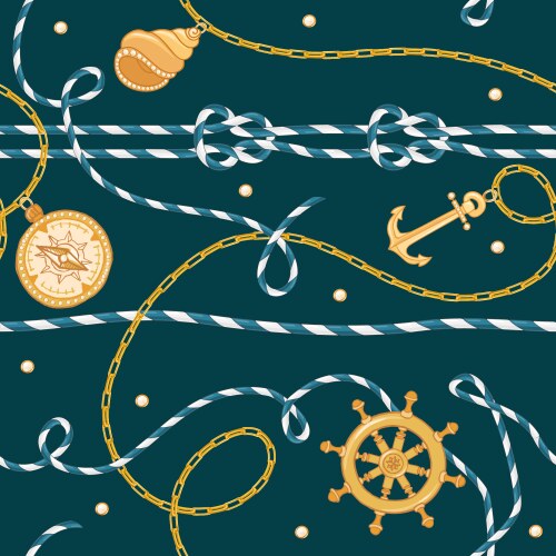 Seamless pattern with rope anchor and steering Vector Image
