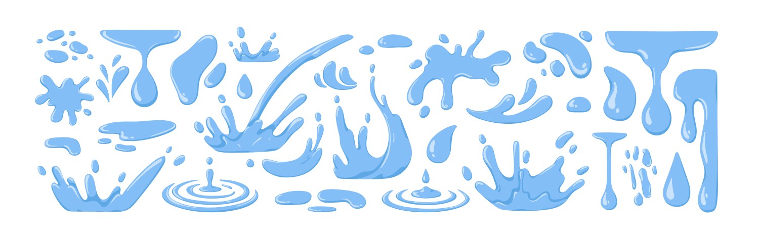 Realistic water font flow splash type with drops Vector Image