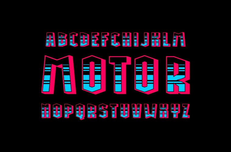 Geometric shapes style font Royalty Free Vector Image