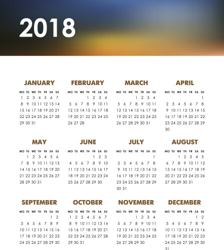 Great new wall calendar 2018 Royalty Free Vector Image