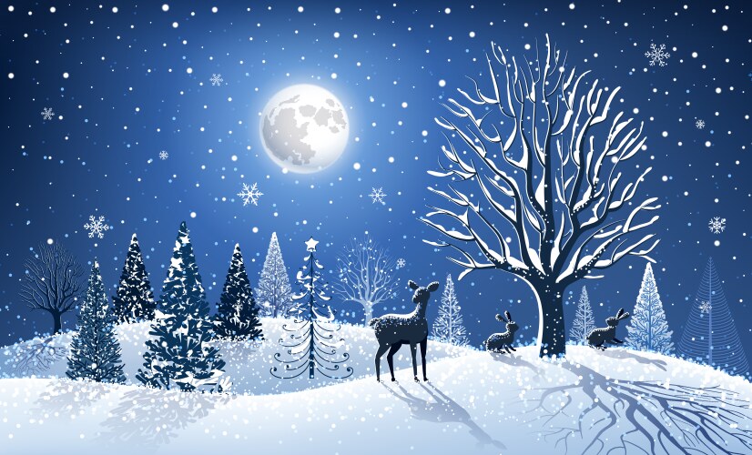 Christmas card with reindeer and snowflakes Vector Image
