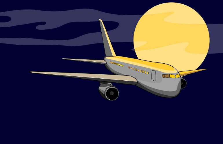 Commercial jet plane airline woodcut Royalty Free Vector