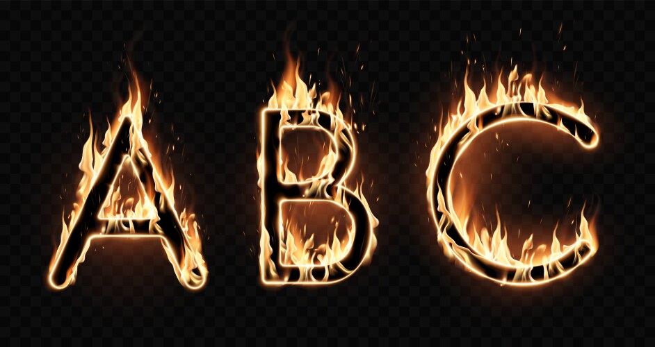Burning fire tongues on transparent background Vector Image