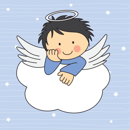 Baby boy sleeping on a cloud Royalty Free Vector Image