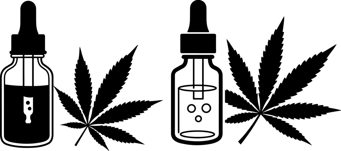 Cannabis Oil Leaf Silhouette Set Royalty Free Vector Vectorstock