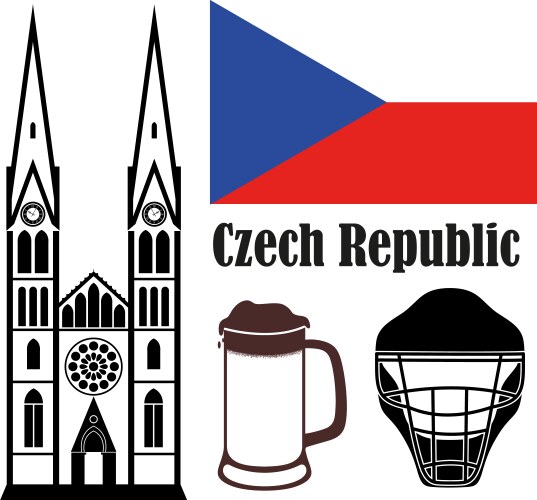 Czech republic culture symbol set Royalty Free Vector Image