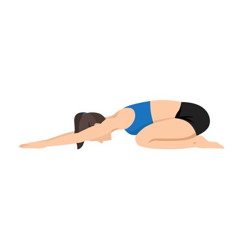 Woman doing seated arm prayer stretch exercise Vector Image