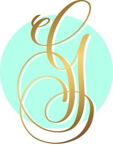 Gold calligraphy letter on circle blue background Vector Image