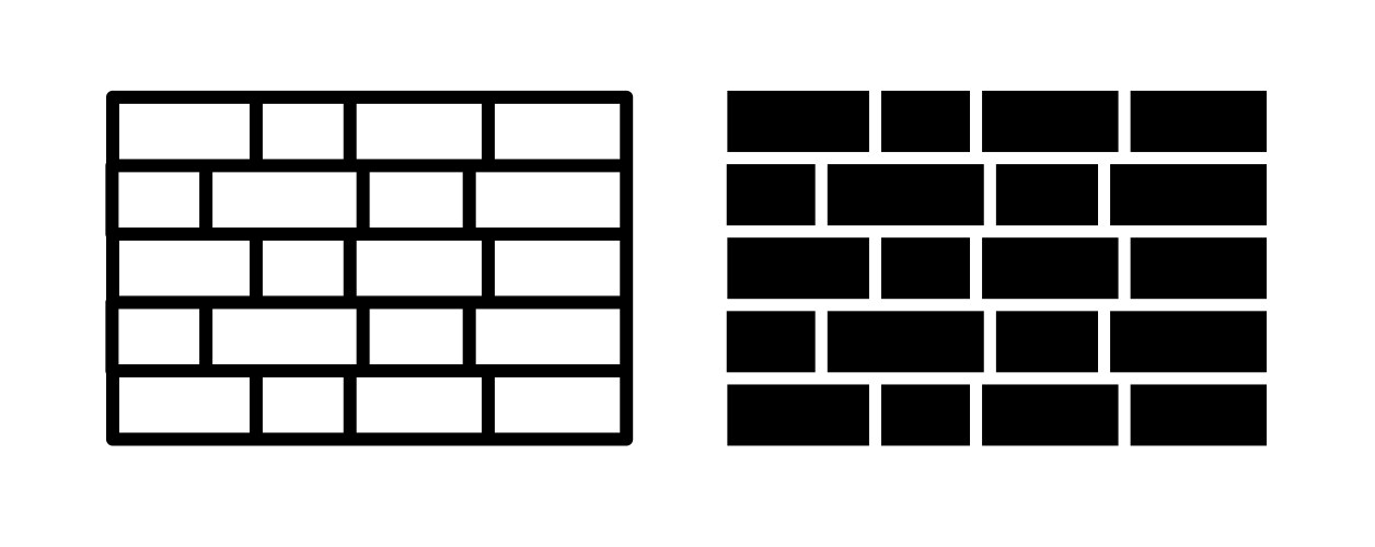 Wall icon set brick and concrete symbol fire Vector Image