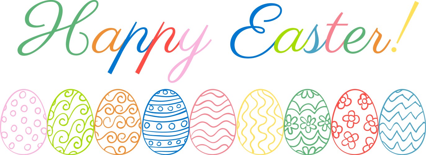 Set of easter borders with eggs and ribbon Vector Image
