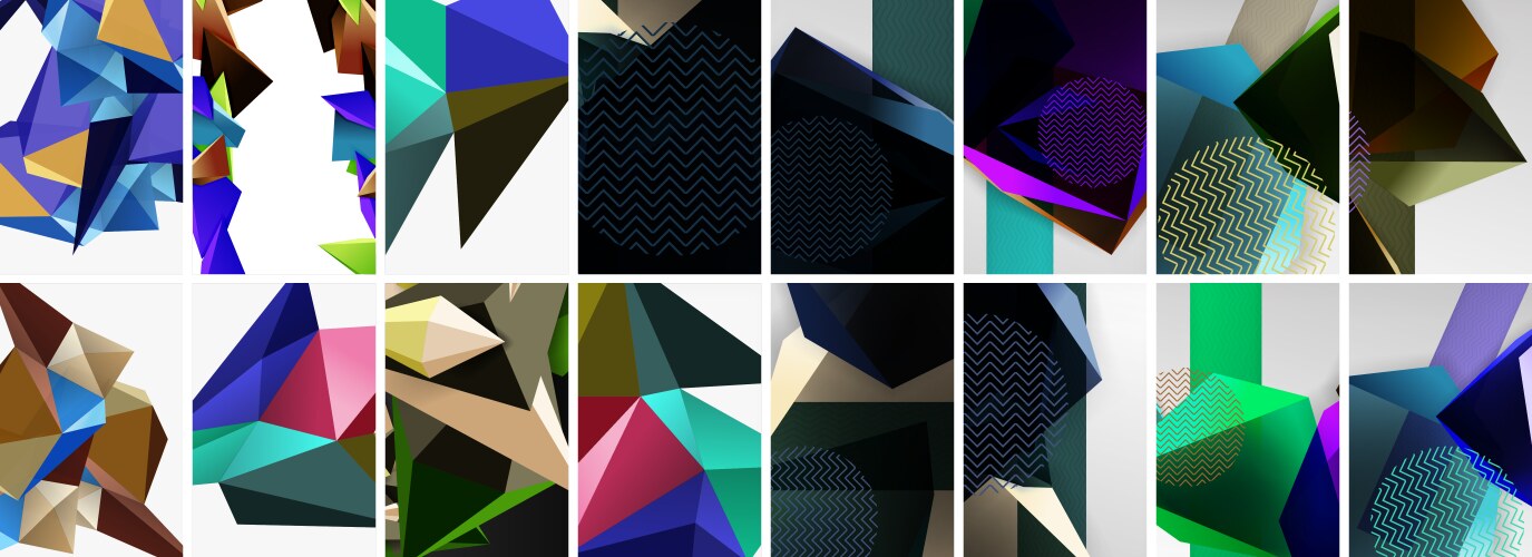 Set of low poly triangles poster geometric Vector Image