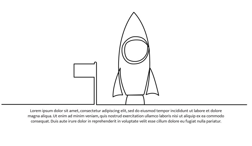 Continuous line design of spaceman and rocket Vector Image