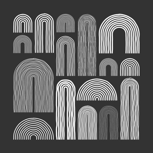 Mid century arch elements modern geometric shapes Vector Image